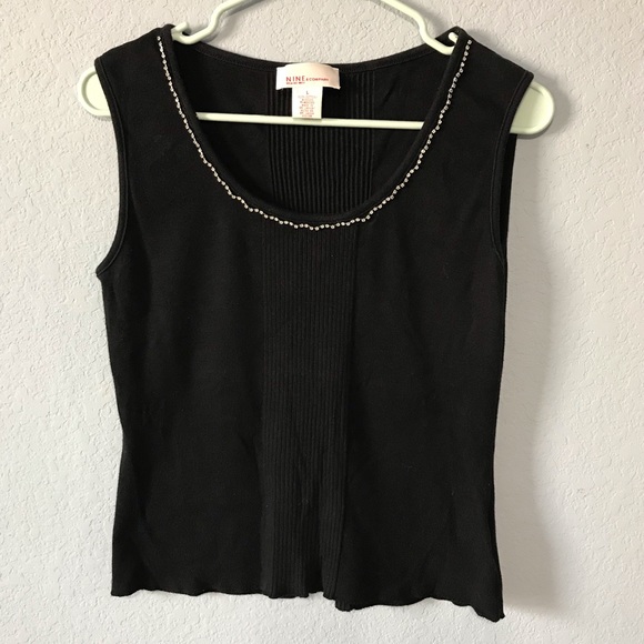 Nine & Co. | Tops | Nine Company Black Tank With Rhinestones L | Poshmark